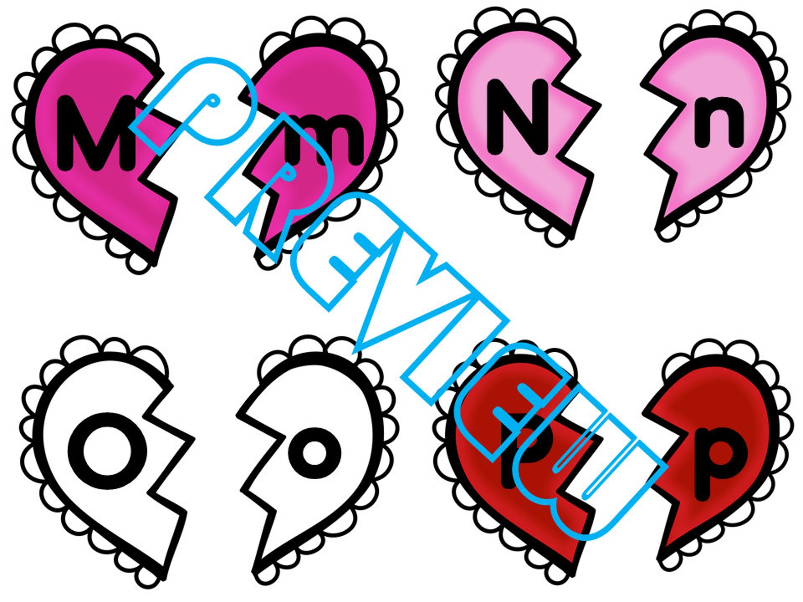 Heart Letter Matching Game, Printable Valentine's Day Game, Uppercase ...