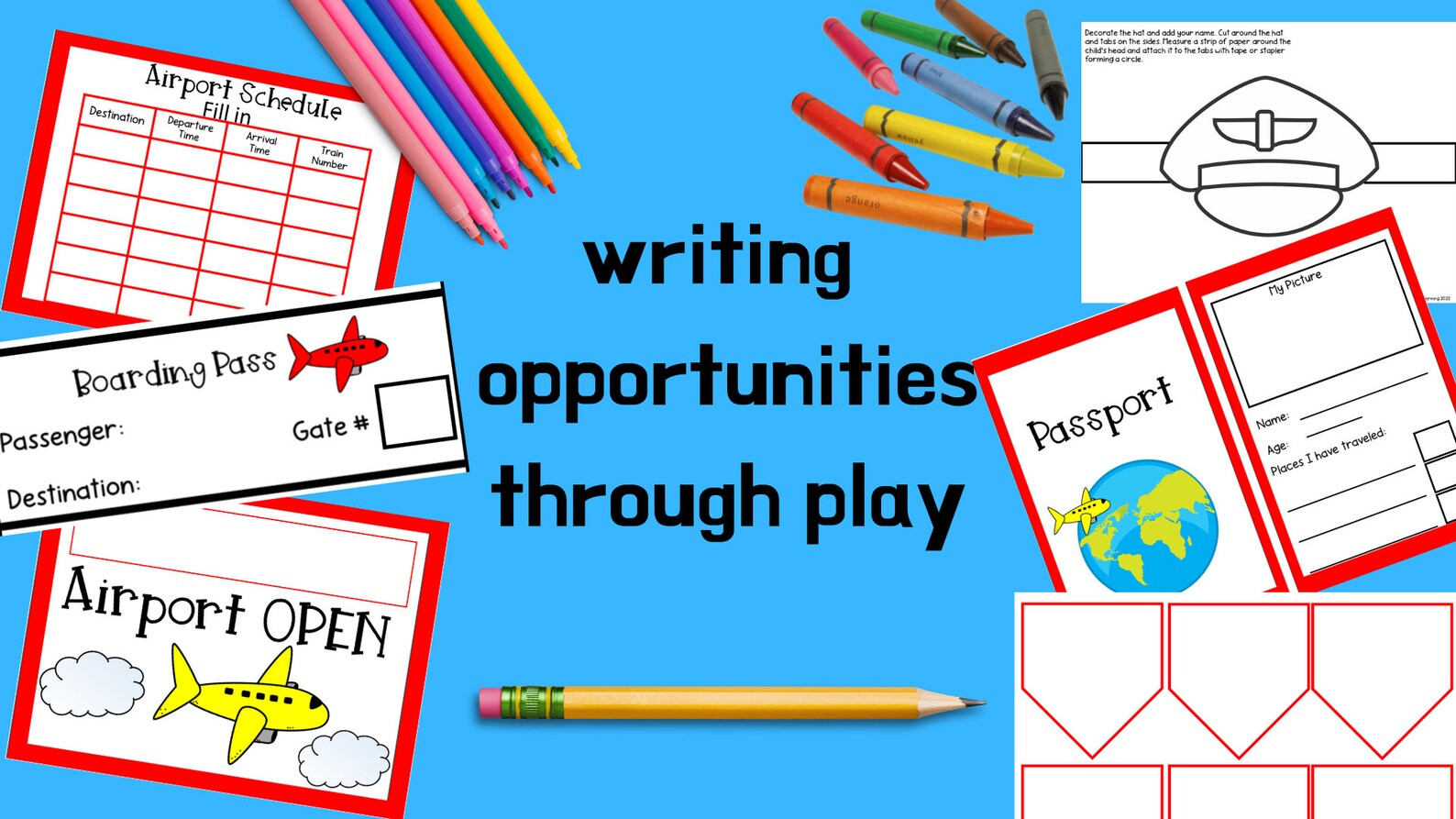 Airport Dramatic Play Set, Airport Pretend Play, Printable Dramatic ...