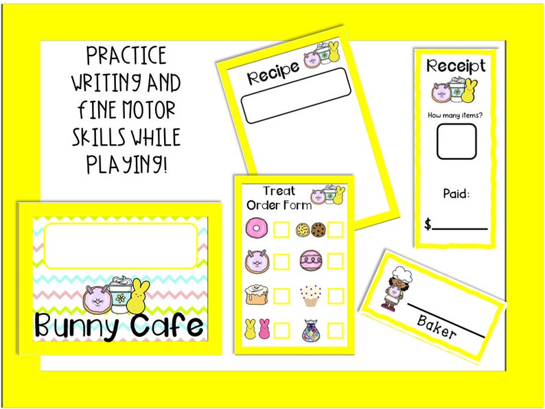 Bunny Cafe Dramatic Play Set, Easter Pretend Play Set, Printable Play ...