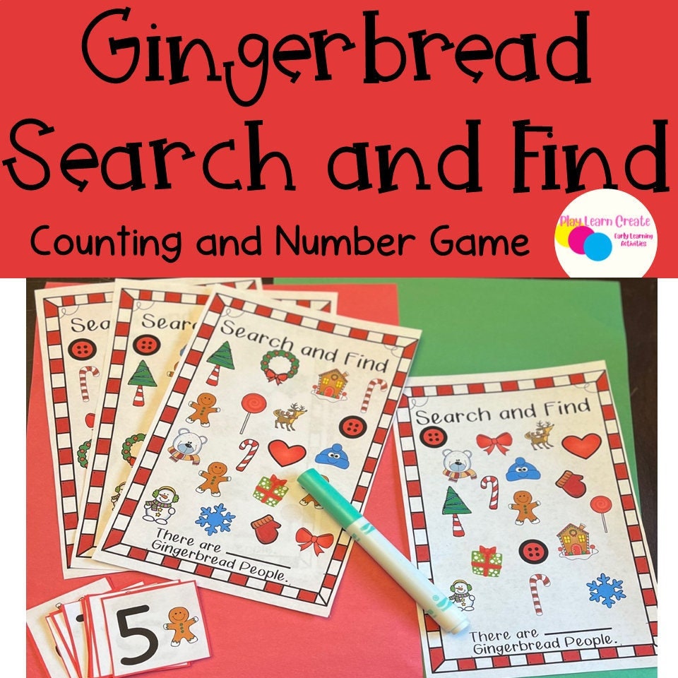 Gingerbread Search and Find Cards, I Spy Gingerbread Theme, Gingerbread ...
