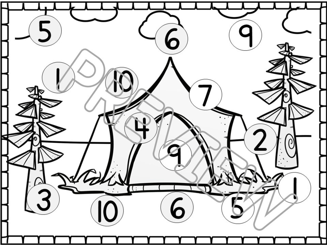 Printable Math Game for Preschool, Camping Theme Preschool, Camping ...