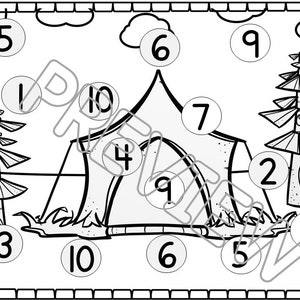 Printable Math Game for Preschool, Camping Theme Preschool, Camping ...