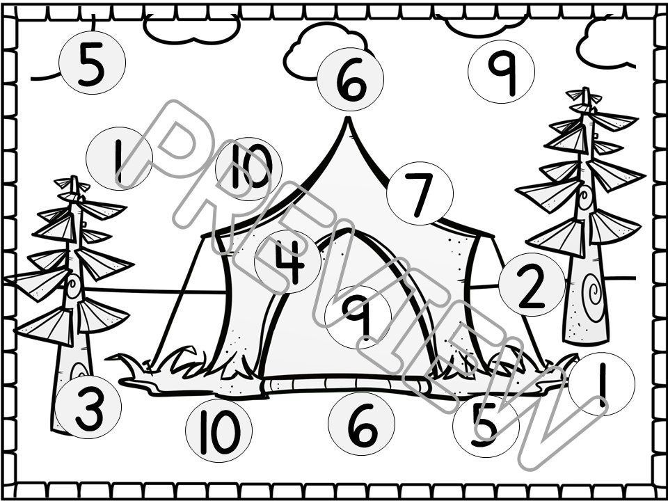 Printable Math Game for Preschool, Camping Theme Preschool, Camping ...