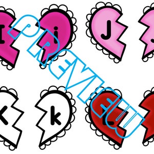 Heart Letter Matching Game, Printable Valentine's Day Game, Uppercase ...