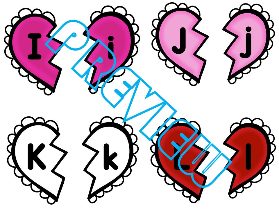 Heart Letter Matching Game, Printable Valentine's Day Game, Uppercase ...