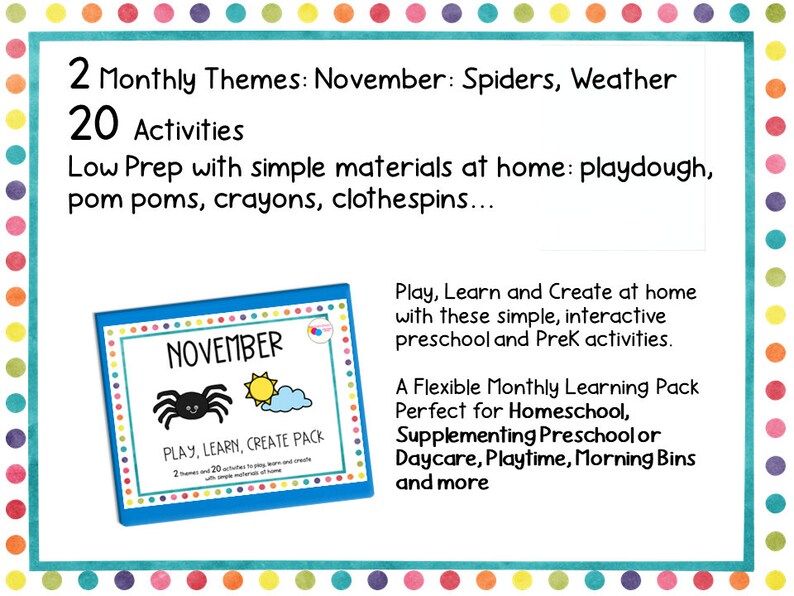 November Preschool Learning Binder, Spider Theme, Weather Theme ...