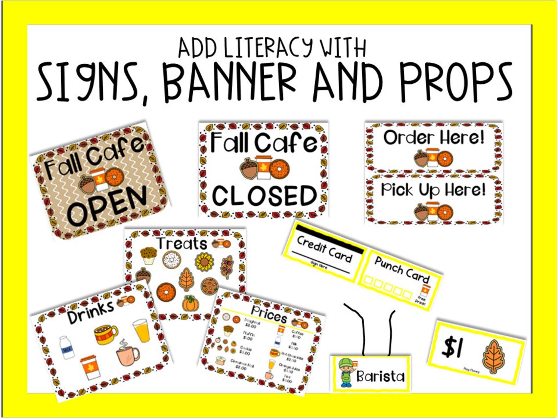 Fall Cafe Dramatic Play, Coffee Shop Dramatic Play, Fall Pretend Play ...