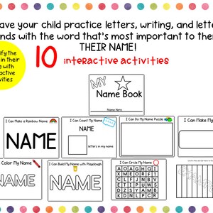 Name Activities, Preschool Workbook, Personalized Name Book, Preschool ...