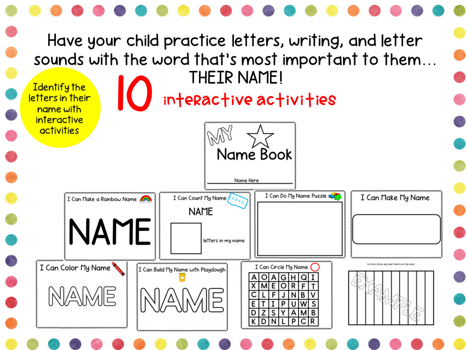 Name Activities, Preschool Workbook, Personalized Name Book, Preschool ...