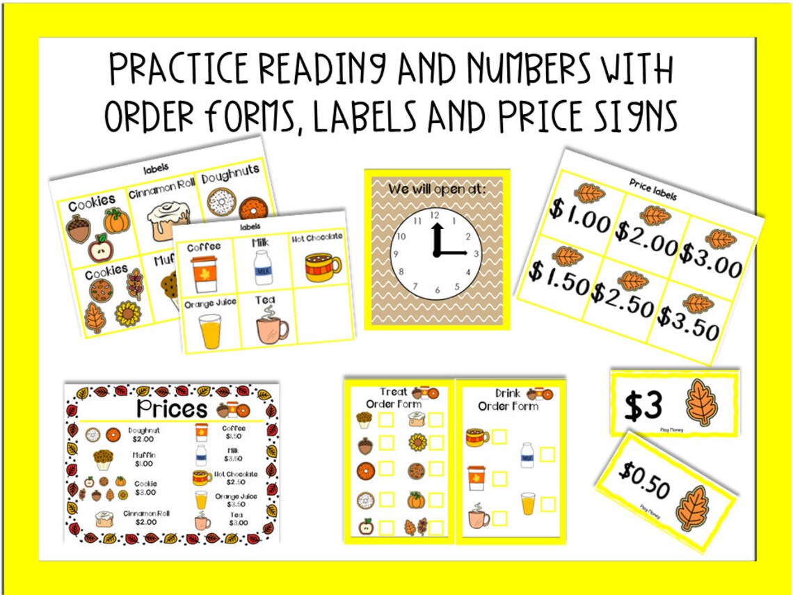 Fall Cafe Dramatic Play, Coffee Shop Dramatic Play, Fall Pretend Play ...