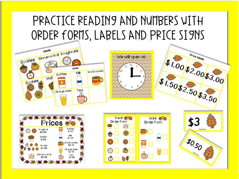 Fall Cafe Dramatic Play, Coffee Shop Dramatic Play, Fall Pretend Play ...