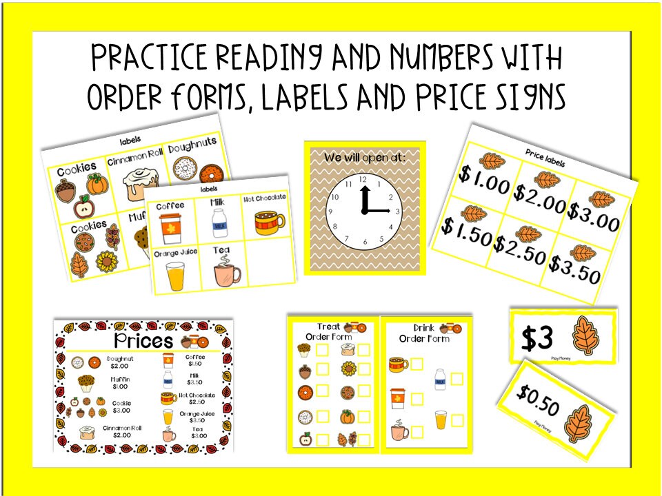 Fall Cafe Dramatic Play, Coffee Shop Dramatic Play, Fall Pretend Play ...