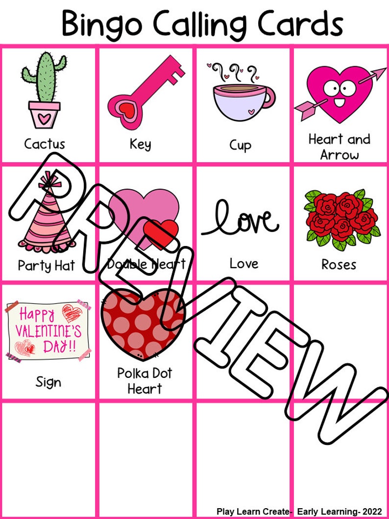 Valentine's Day Theme Bingo for Kids, Games for Toddlers, Valentine's ...