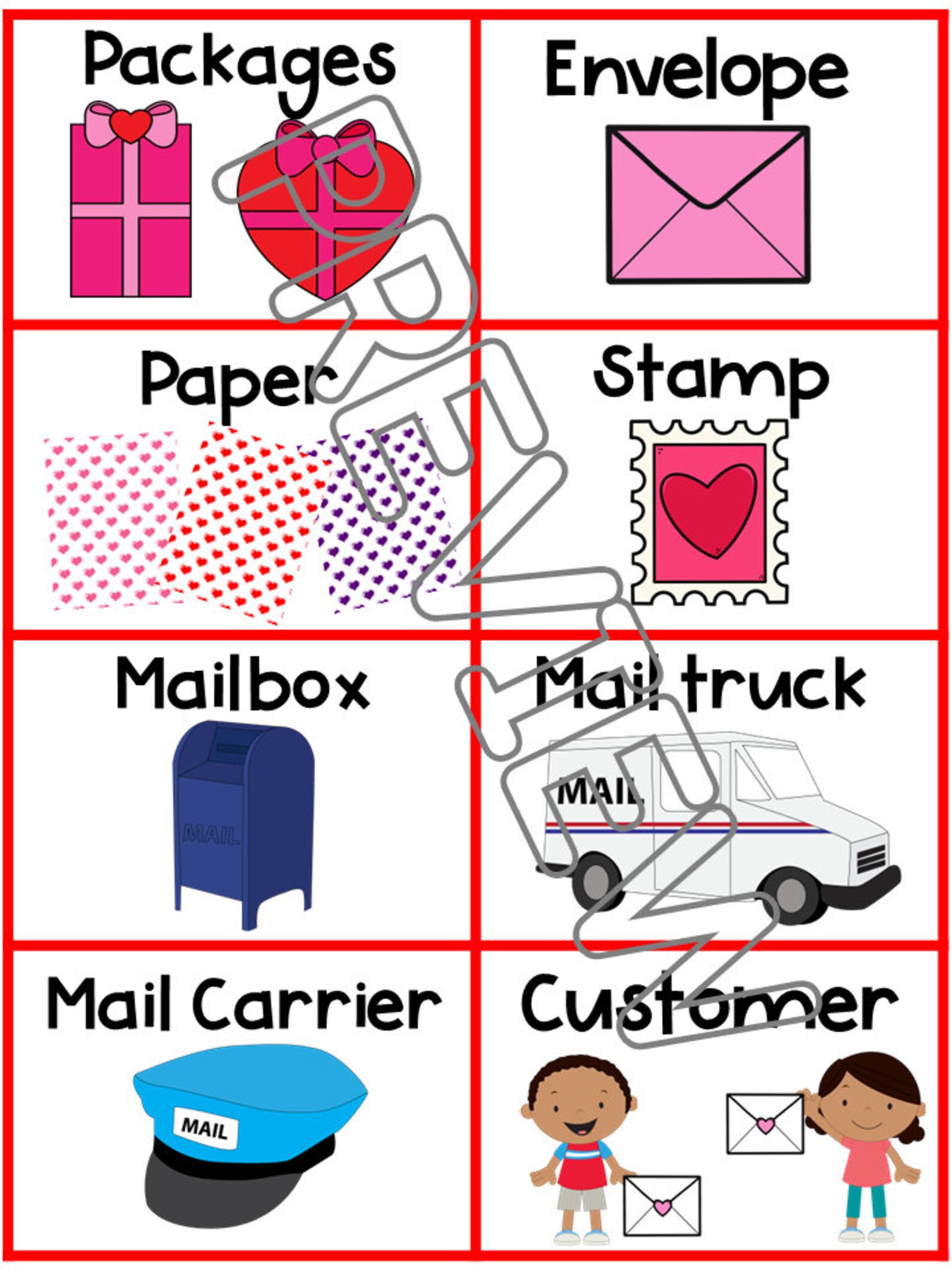 Valentine's Day Dramatic Play Set, Valentine's Day Post Office, Post ...
