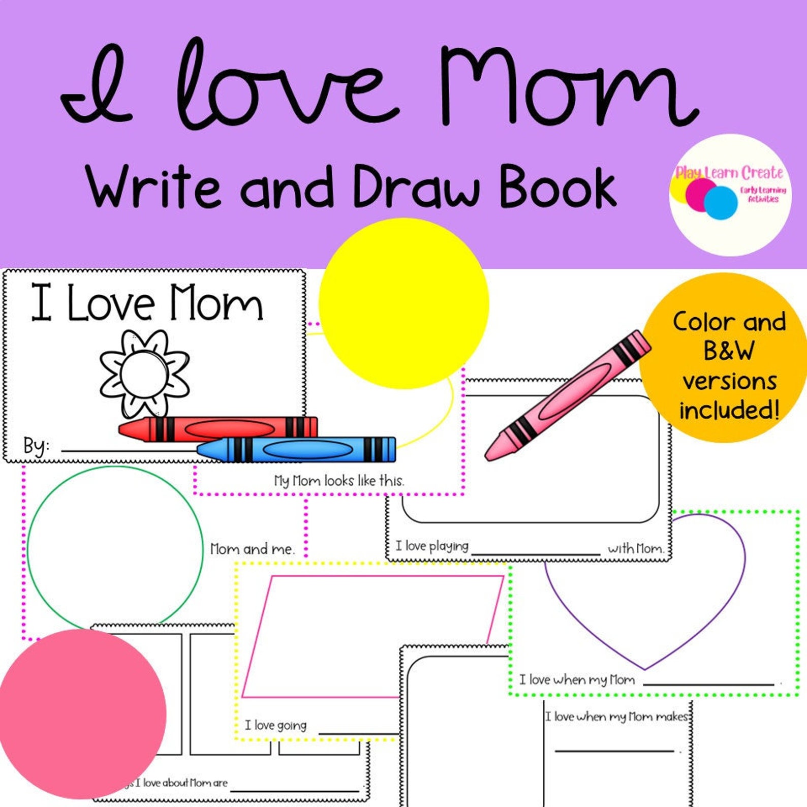 Printable Mother's Day Book, Preschool Mother's Day Project, Mother's ...