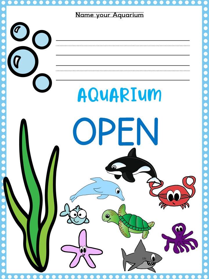 Writing Worksheets, Pretend Play Writing, Writing Basket, Aquarium ...