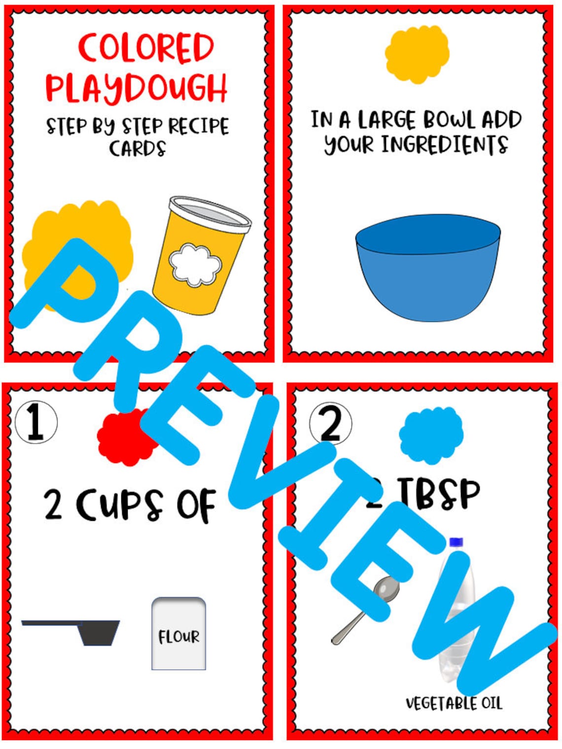 Playdough Recipe, Printable Recipe, Colored Playdough, Homemade ...