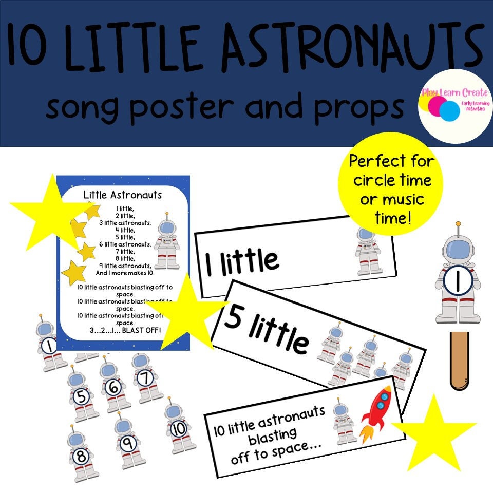 10 Little Astronauts Space Song, Preschool Space Song - Etsy