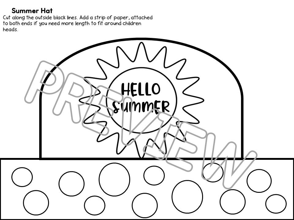 End of School Year Activity, Summer Writing, Summer Craft, Summer Hat ...