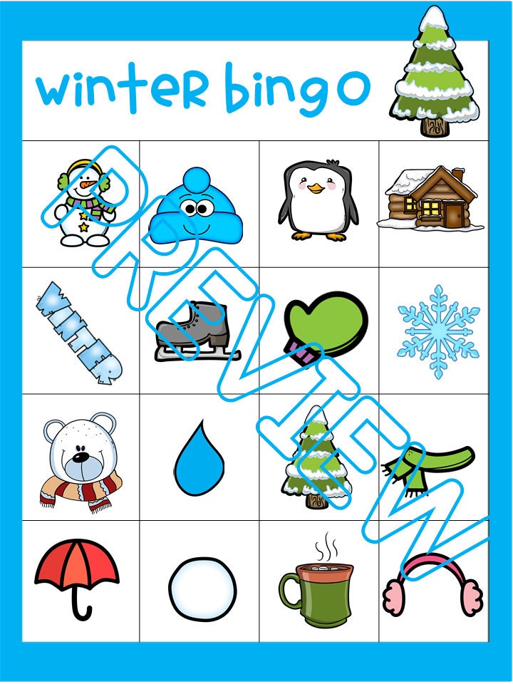 Winter Theme Bingo Game, Toddler Games, Preschool Games, Christmas ...