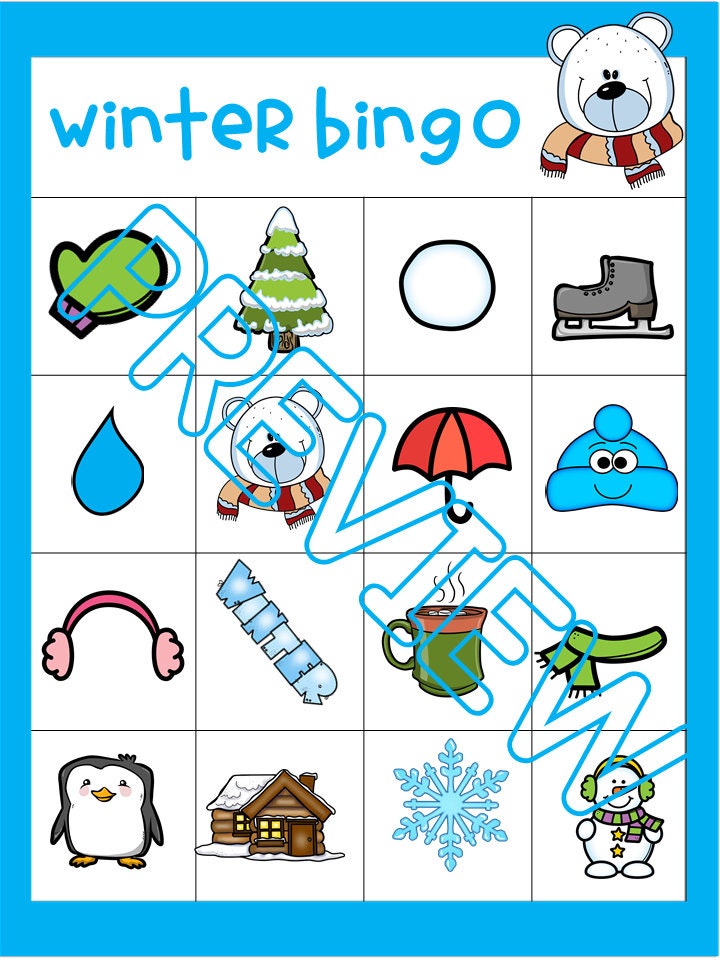 Winter Theme Bingo Game, Toddler Games, Preschool Games, Christmas ...