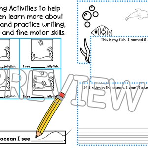 Printable Ocean Theme Learning, Ocean Theme Writing, Preschool Writing ...