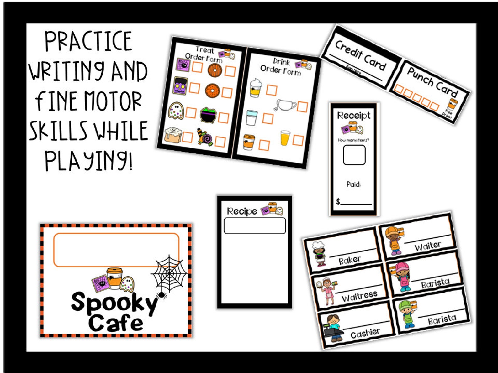 Spooky Cafe Dramatic Play, Halloween Pretend Play Set, Preschool ...
