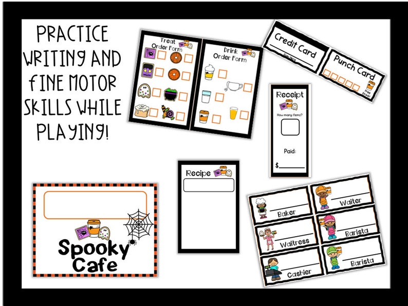 Spooky Cafe Dramatic Play, Halloween Pretend Play Set, Preschool ...