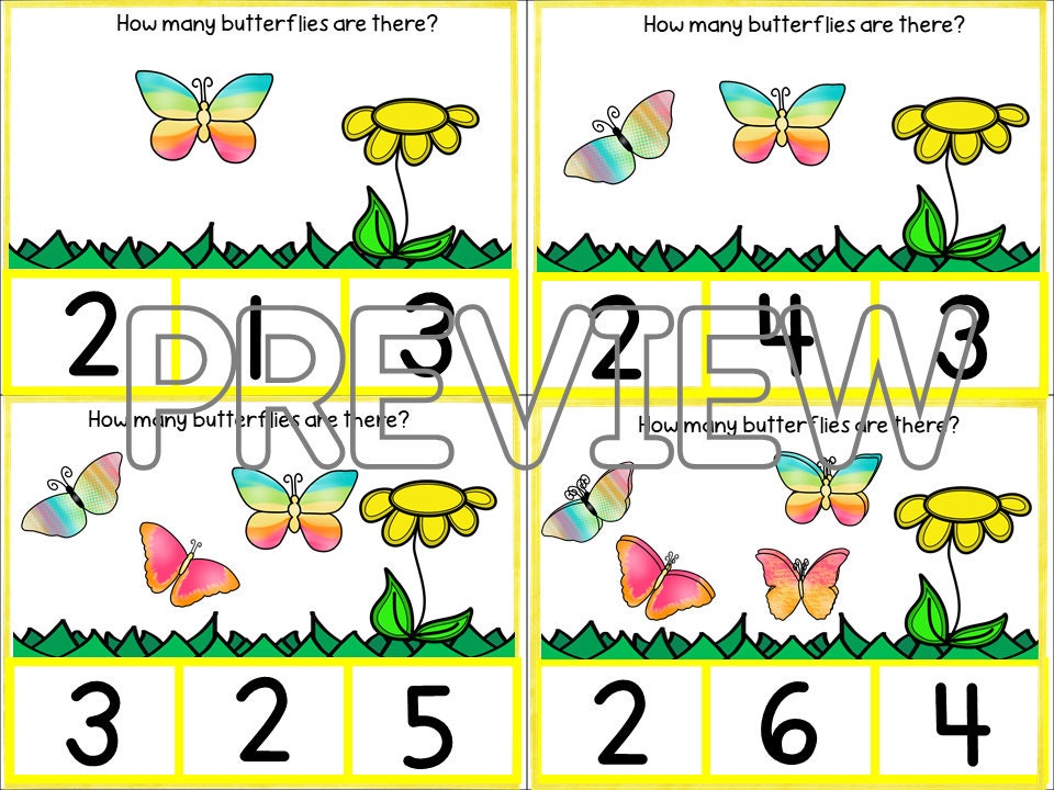 Butterfly Lesson, Math Task Cards, Preschool Math Activity, Prek Math ...