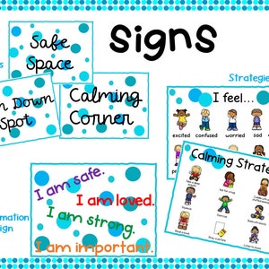 Calm Down Corner Printables, Calming Corner Set, Calming Strategies ...