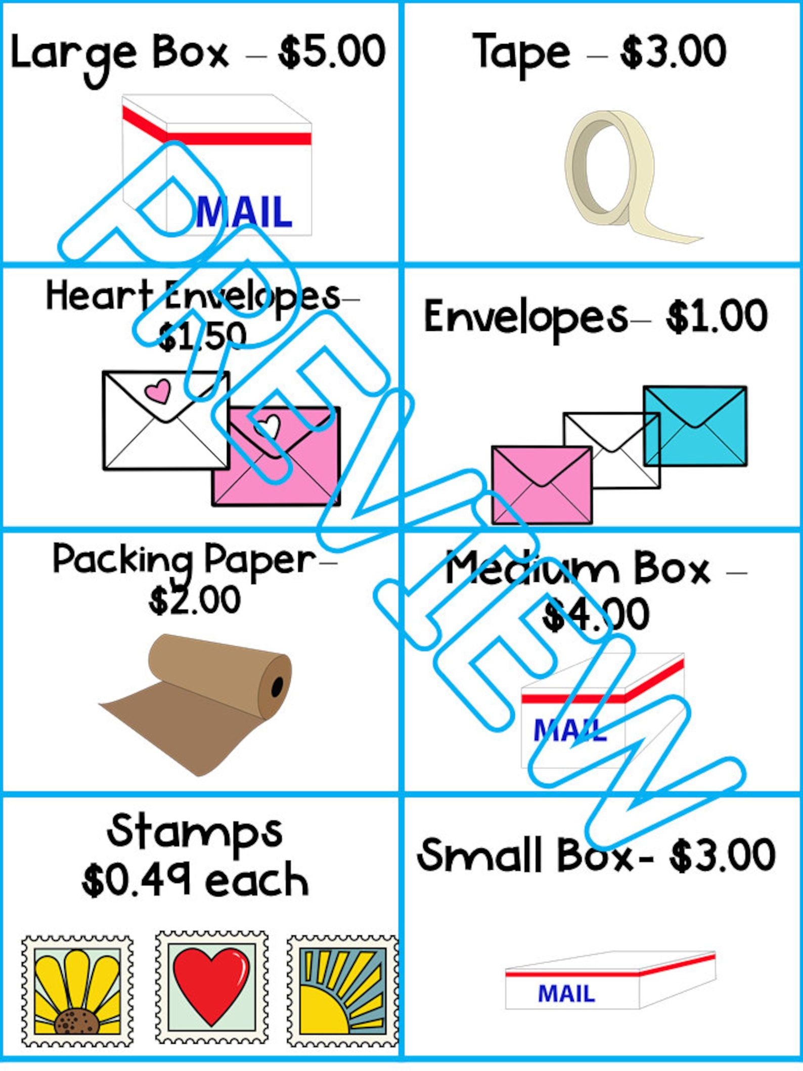 Post Office Dramatic Play Set, Printable Play, Pretend Play Kit ...