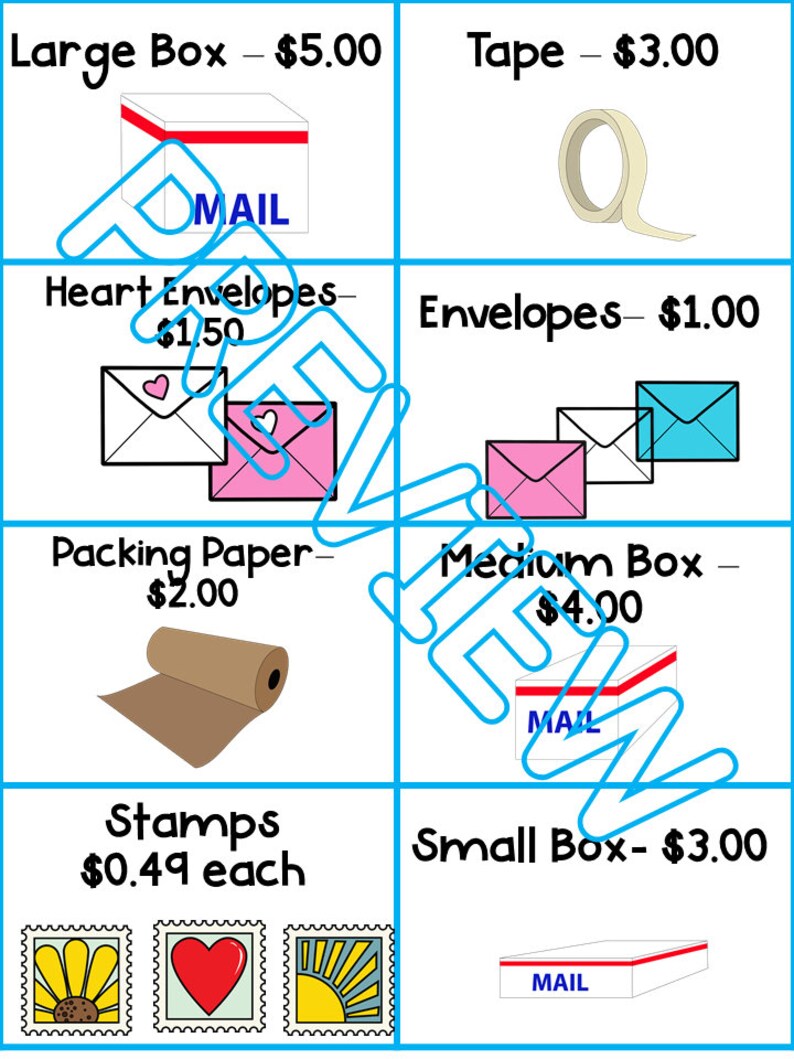 Post Office Dramatic Play Set, Printable Play, Pretend Play Kit ...