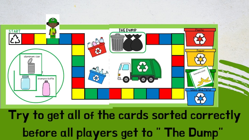 Printable Recycling Board Game, Recycling Sorting Game, Earth Day ...