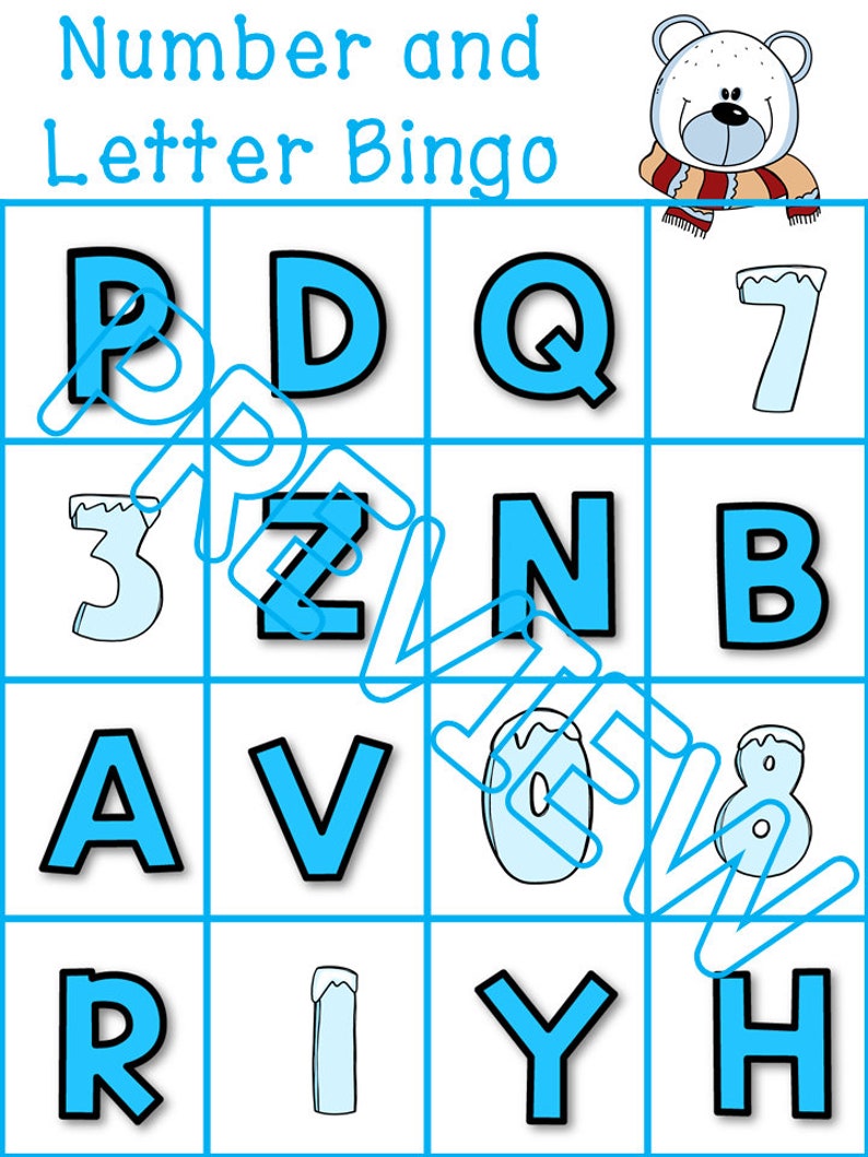 Winter Theme Bingo Game, Number Bingo, Letter Bingo, Toddler Games ...