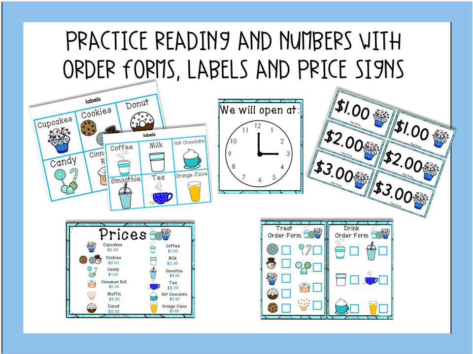 Winter Cafe Printable Dramatic Play Set, Winter Play Set - Etsy