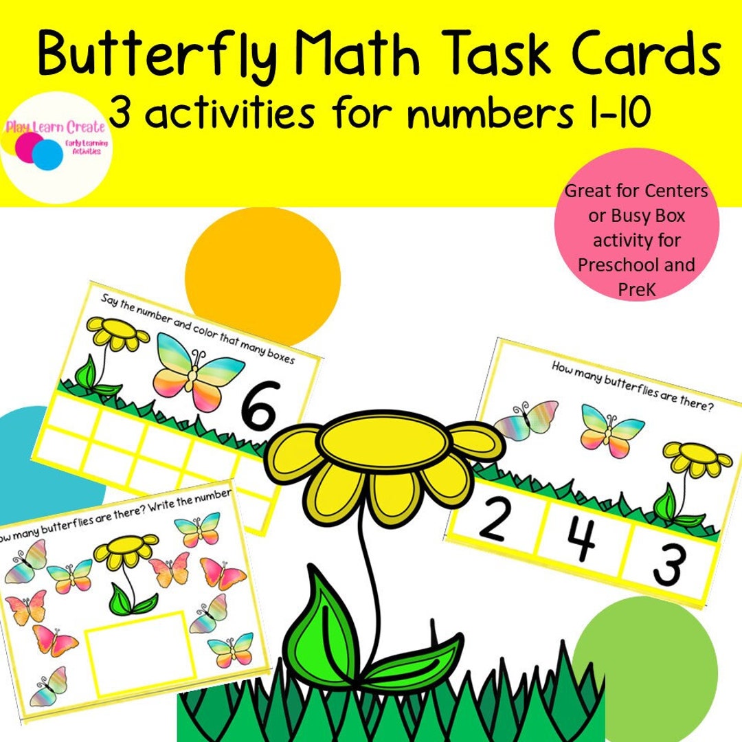 Butterfly Lesson, Math Task Cards, Preschool Math Activity, Prek Math ...