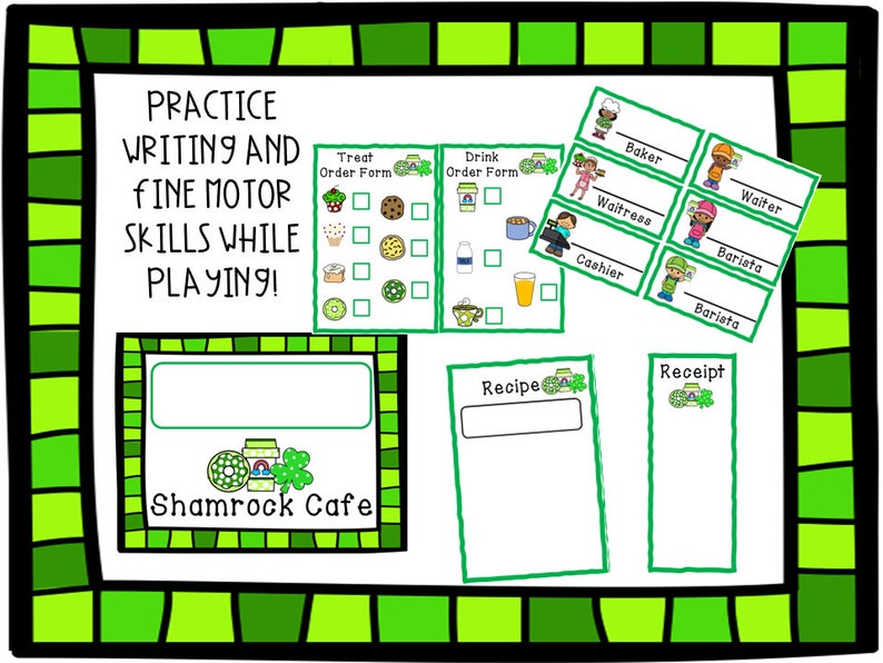 Shamrock Cafe Dramatic Play Set, St. Patrick's Day Pretend Play Set ...