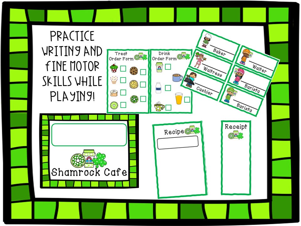 Shamrock Cafe Dramatic Play Set, St. Patrick's Day Pretend Play Set ...