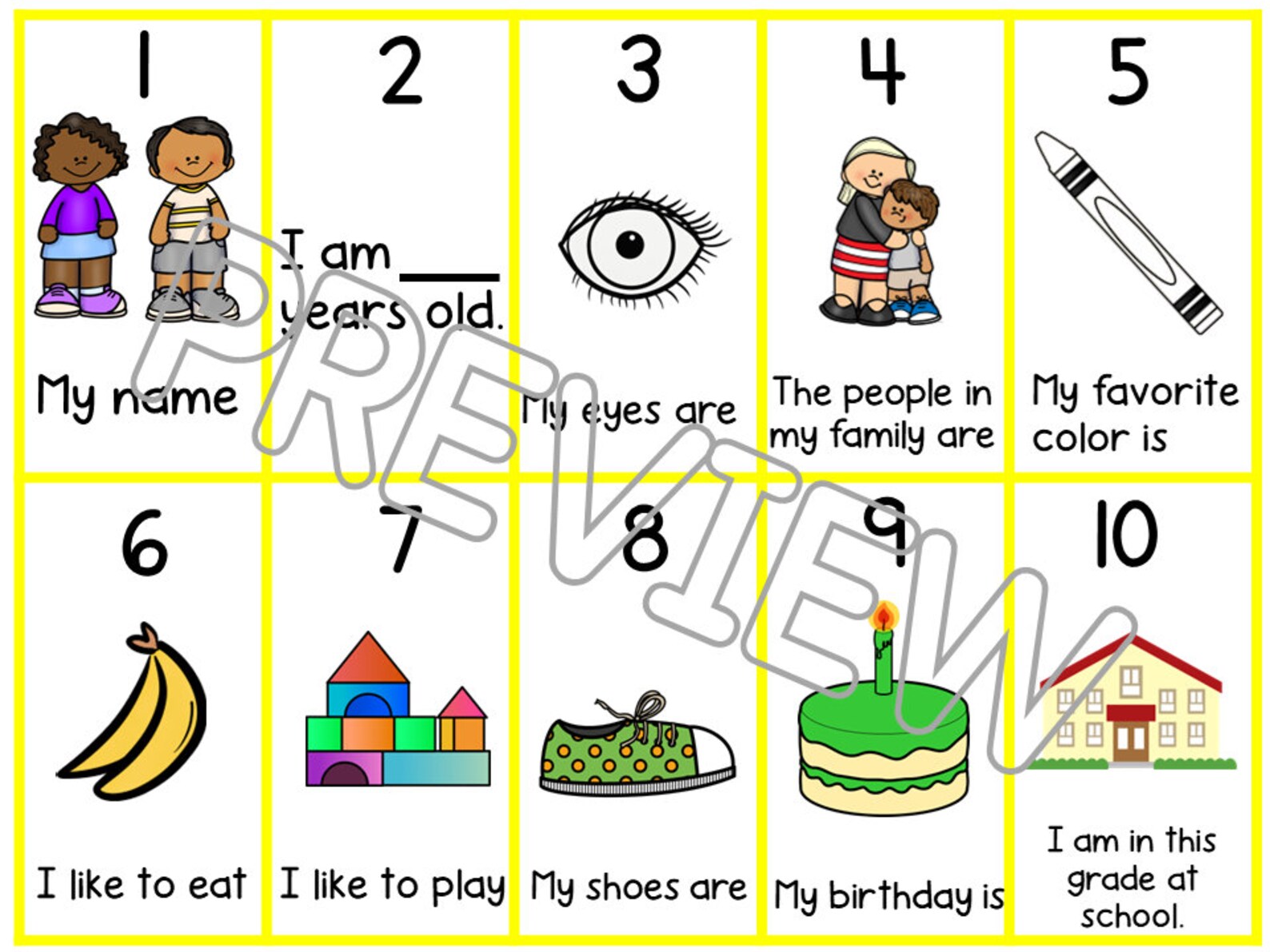All About Me Game, Printable All About Me Activity, Printable Board ...