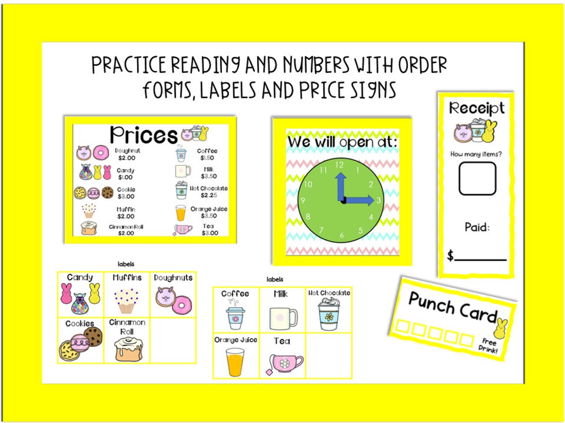 Bunny Cafe Dramatic Play Set, Easter Pretend Play Set, Printable Play ...