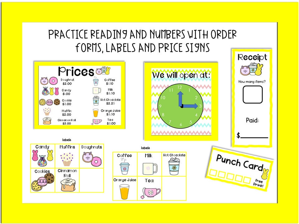 Bunny Cafe Dramatic Play Set, Easter Pretend Play Set, Printable Play ...