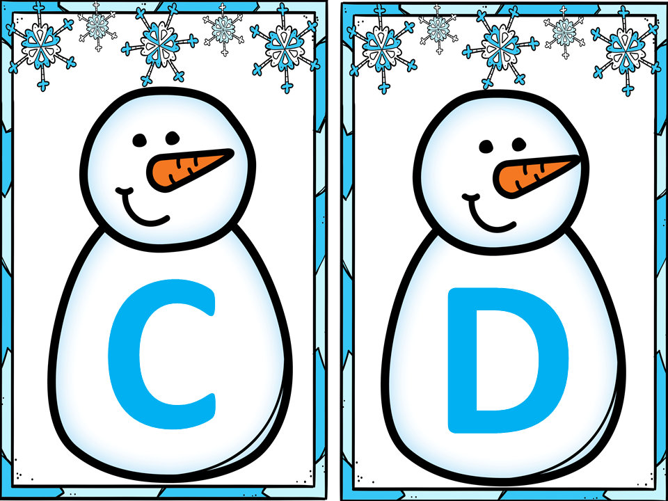 Winter Letter Cards, Winter Number Cards, Preschool Learning Activities ...