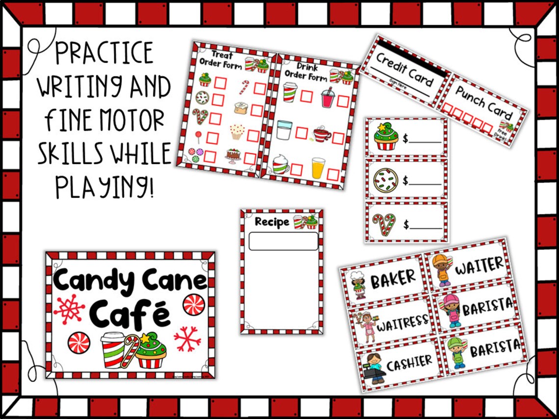 Candy Cane Cafe Winter Dramatic Play for Preschool, Christmas Pretend ...
