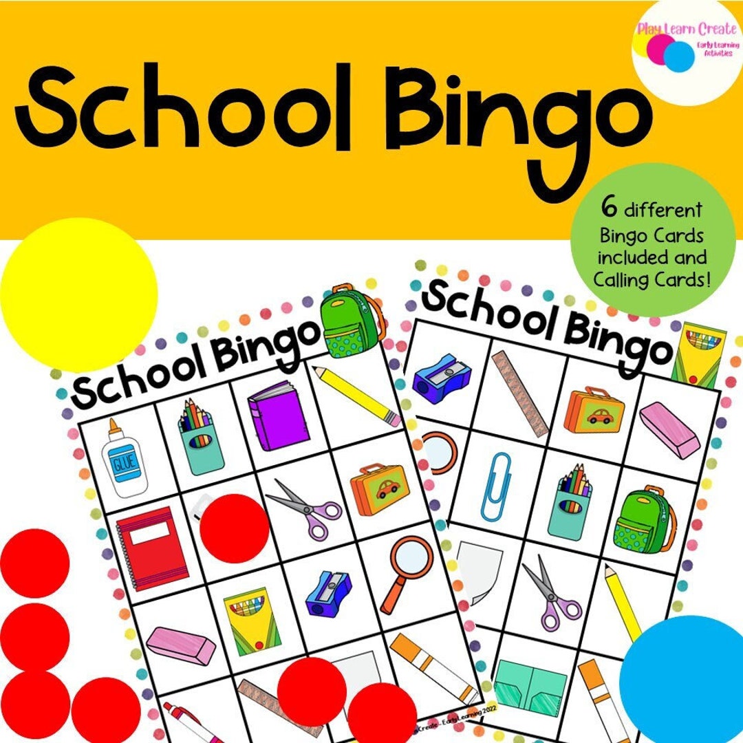 Back to School Bingo Game, School Themed Learning, Printable Bingo Game ...
