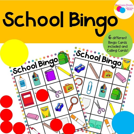 Back to School Bingo Game School Themed Learning Printable - Etsy