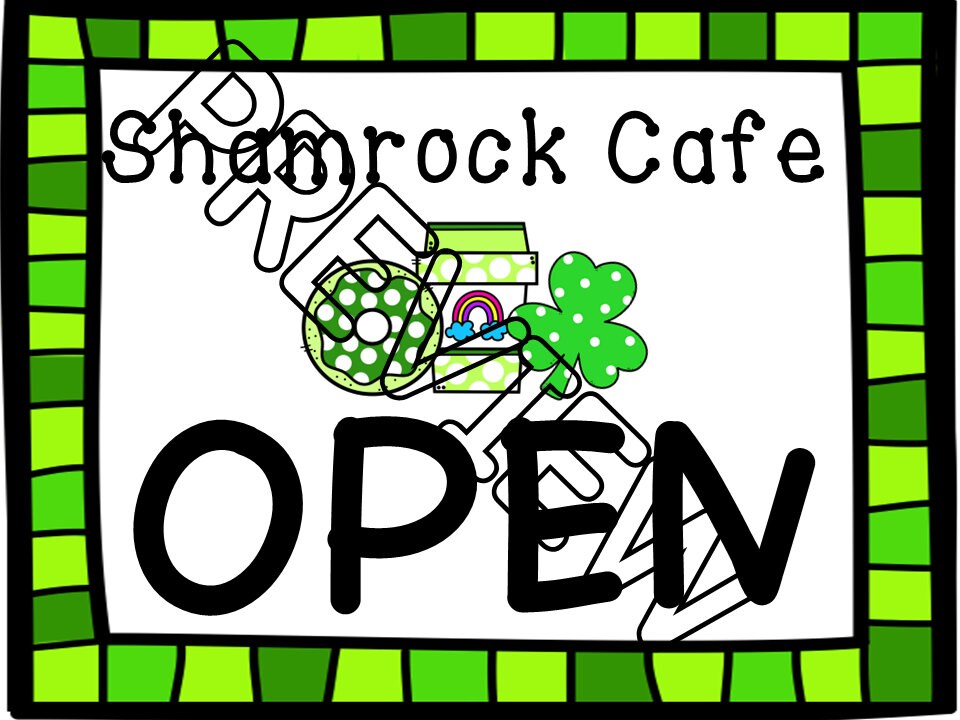Shamrock Cafe Dramatic Play Set, St. Patrick's Day Pretend Play Set ...
