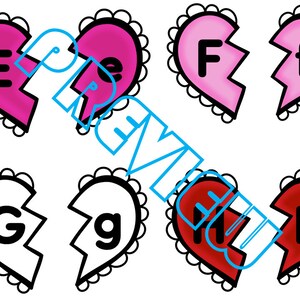 Heart Letter Matching Game, Printable Valentine's Day Game, Uppercase ...