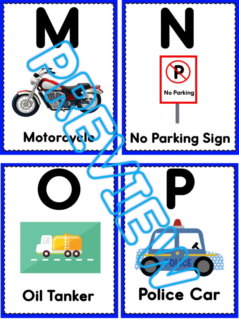 Printable Alphabet Cards, Transportation Theme Alphabet, ABC Cards ...
