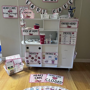 Valentine's Day Dramatic Play Set, Heart Cafe Play, Pretend Play Coffee ...