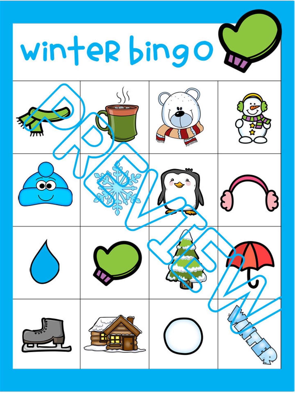 Winter Theme Bingo Game, Toddler Games, Preschool Games, Christmas ...